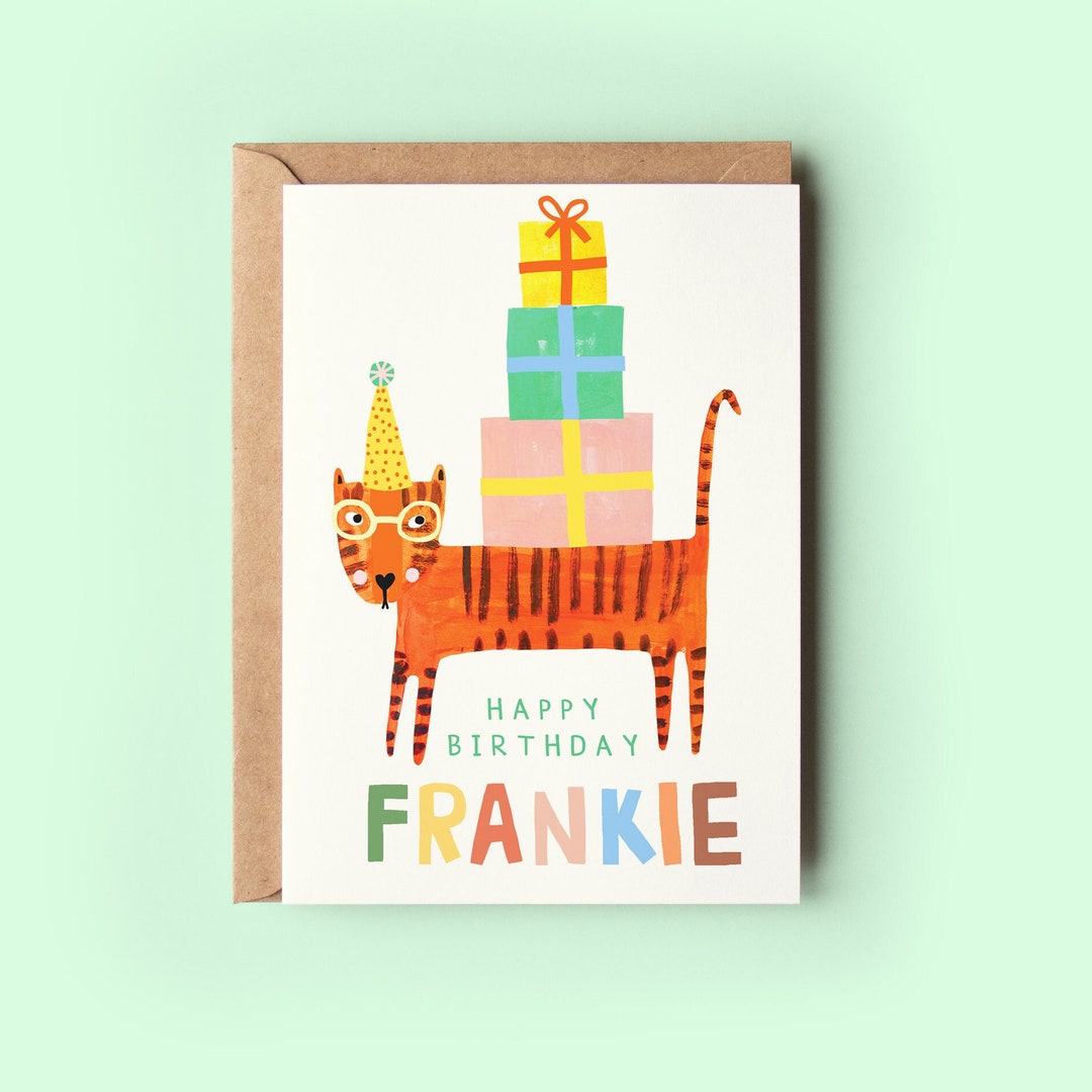 Personalised Tiger Birthday Card Kids Children's Greeting Party Animal ...