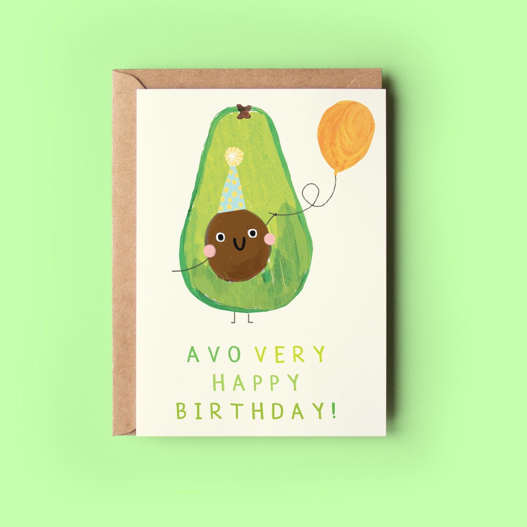 Avocado Birthday Card | Avocado Funny Humour Greeting Card Vegan Veggie ...