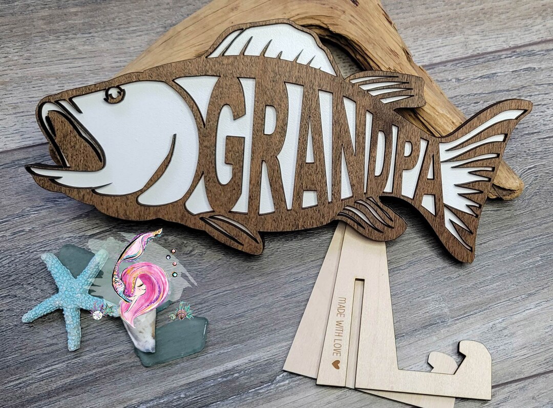 Fish Sign, Grandpa Fish Sign, Bass Fish, Fathers Day Sign, Dad Fishing ...