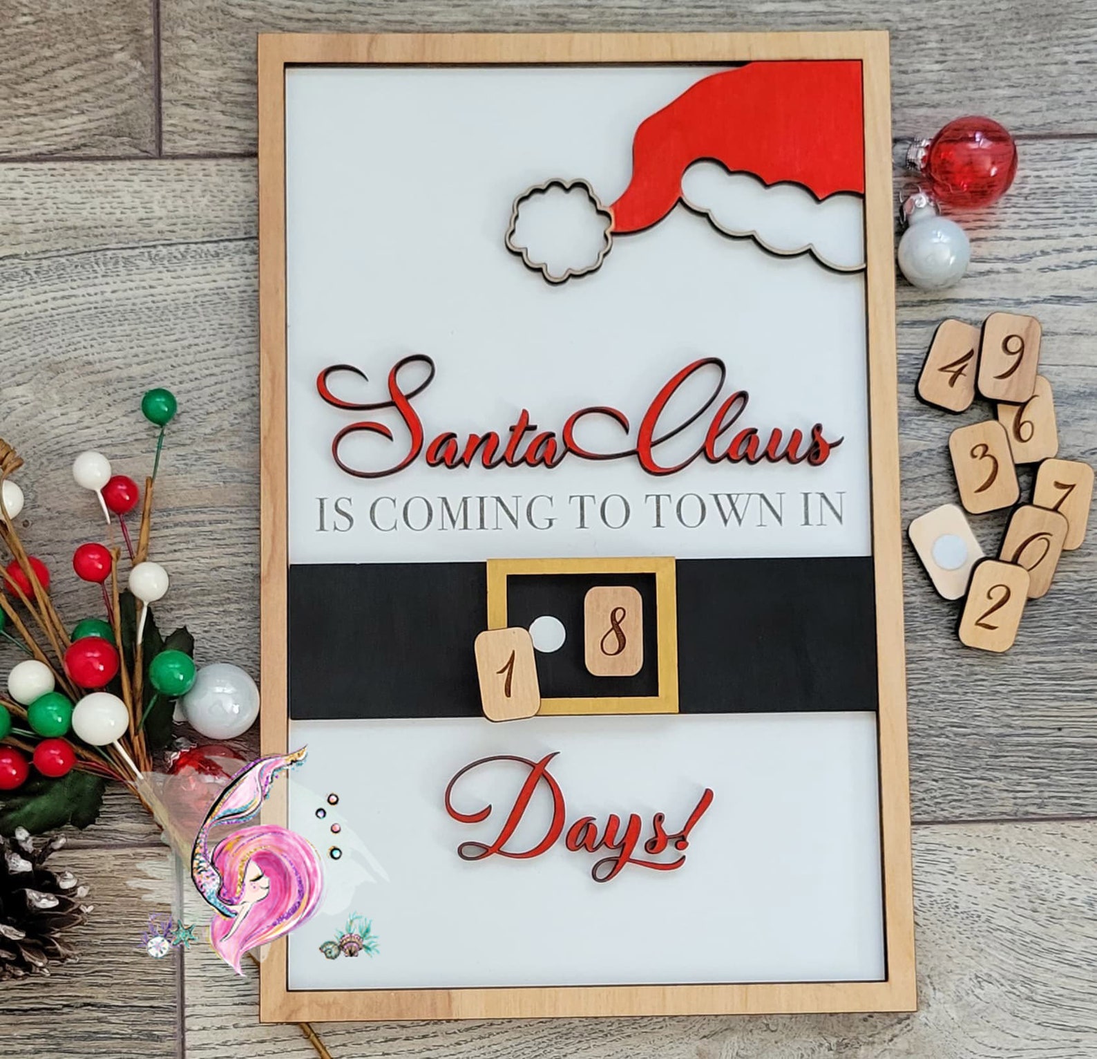 Countdown to Christmas Sign, Santa Claus is Coming to Down, Christmas ...
