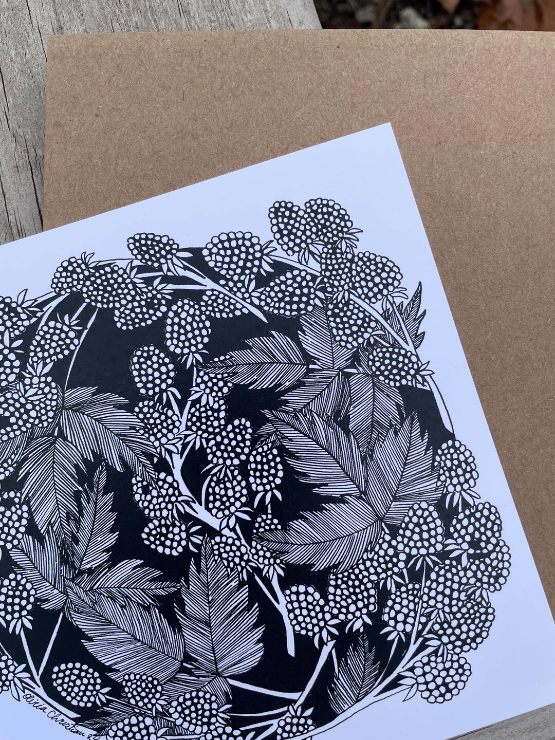 Raspberry Card - 5x5 Blank Square Card With Self-seal Kraft Envelope - Etsy