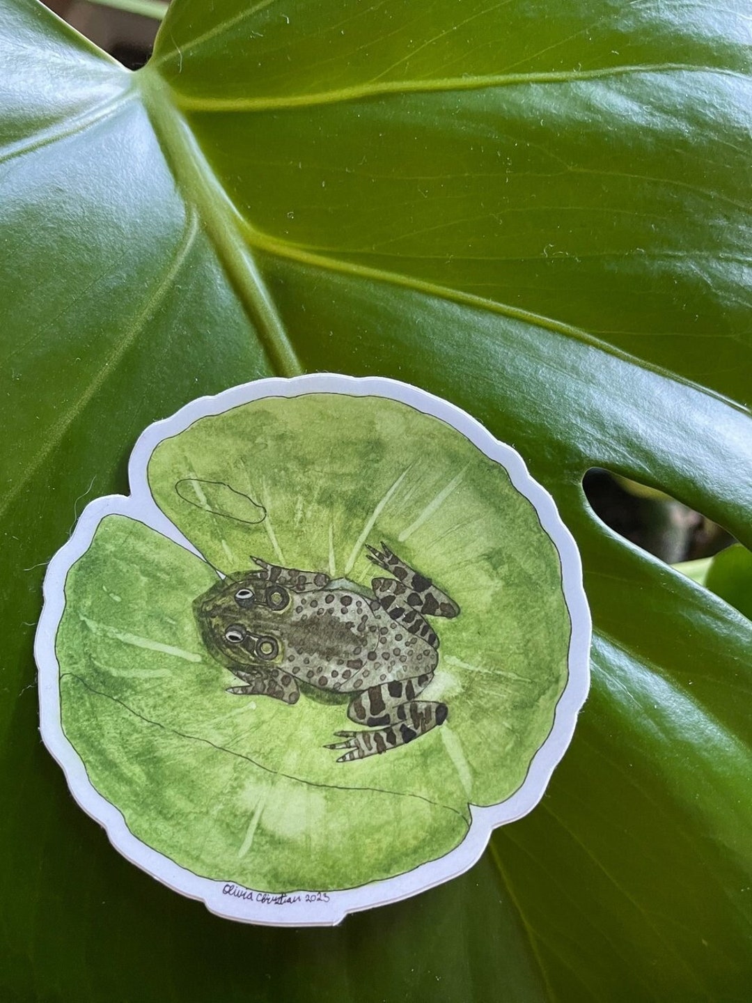 Lilypad Frog Sticker: Watercolor Diecut, Waterproof Vinyl - Etsy