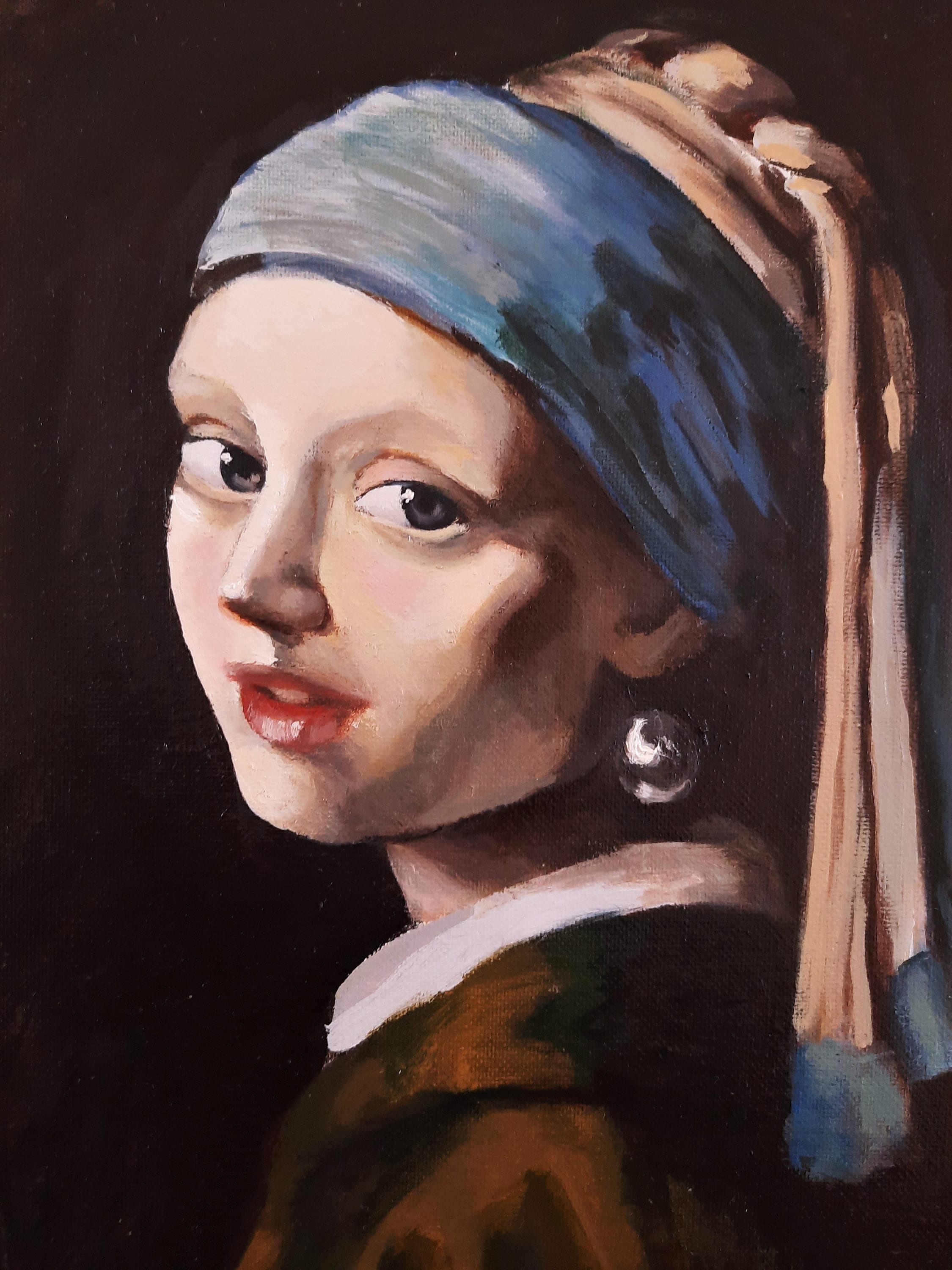 Girl With a Pearl Earring, Copy of Johannes Vermeer's Painting, Oil ...
