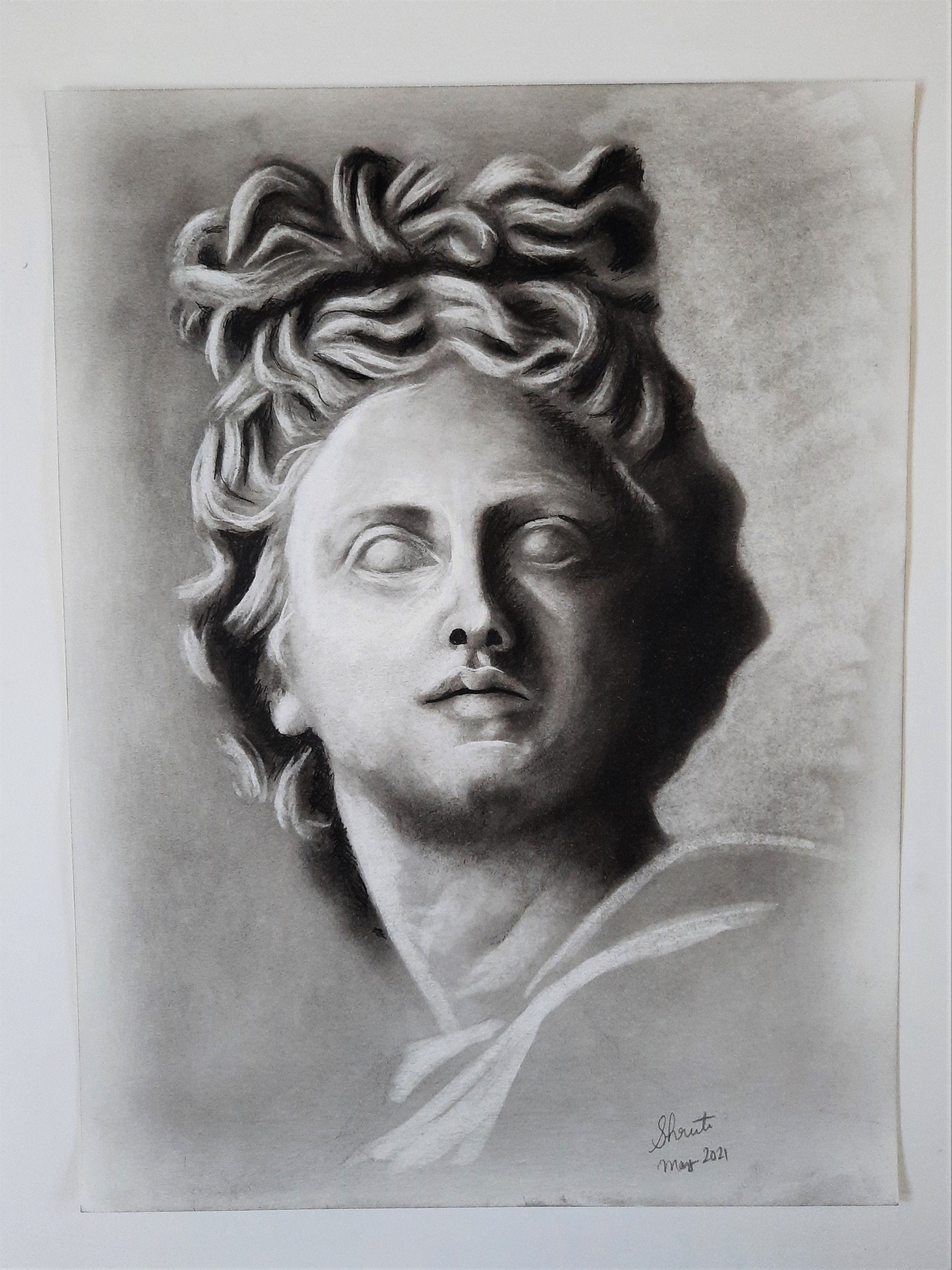 Apollo's Caste Charcoal and Graphite Drawing 11 X 14 Inches Greek God ...