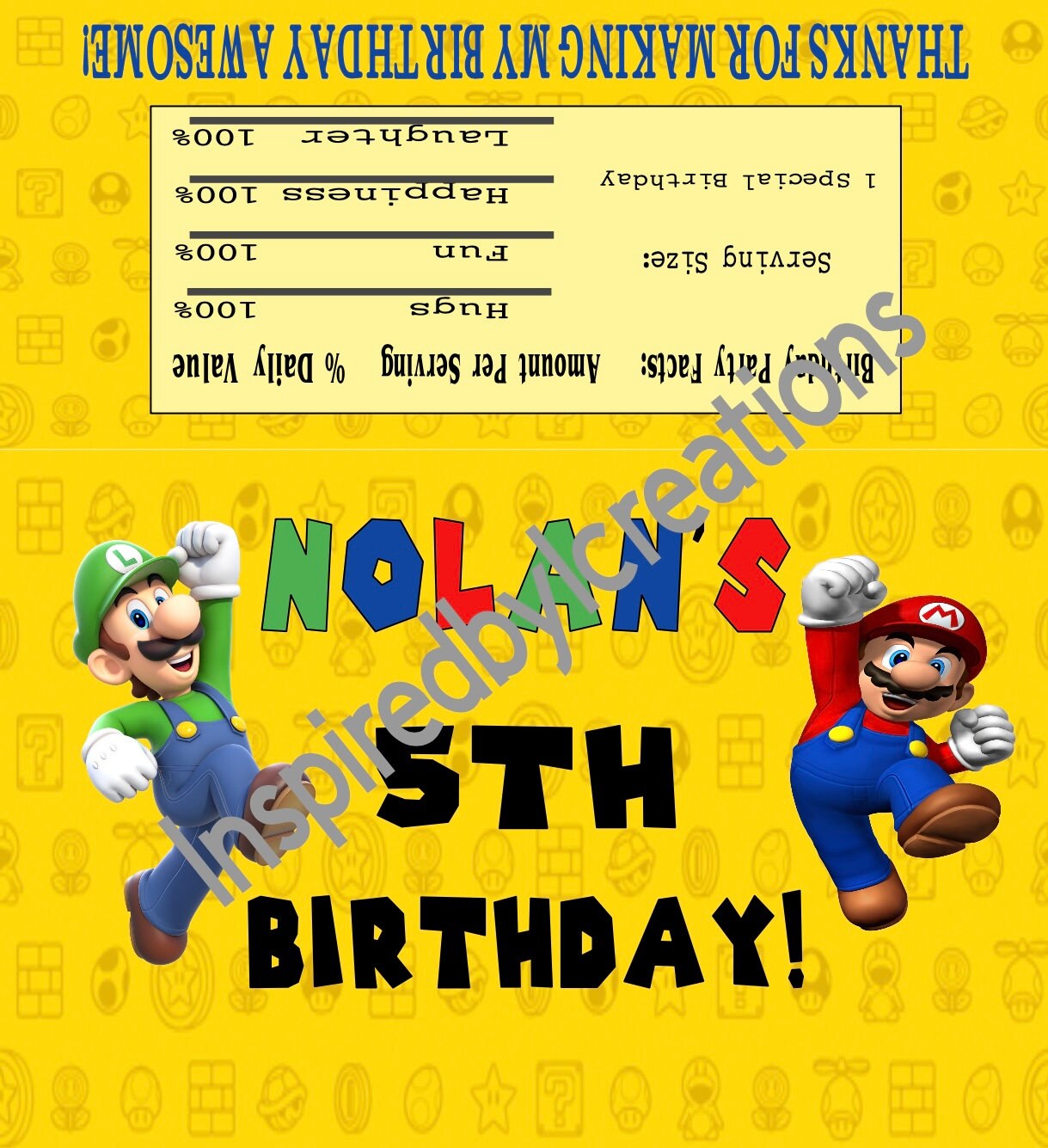 Super Mario and Luigi Hershey Chocolate Bar Wrapper DIGITAL DOWNLOAD ...