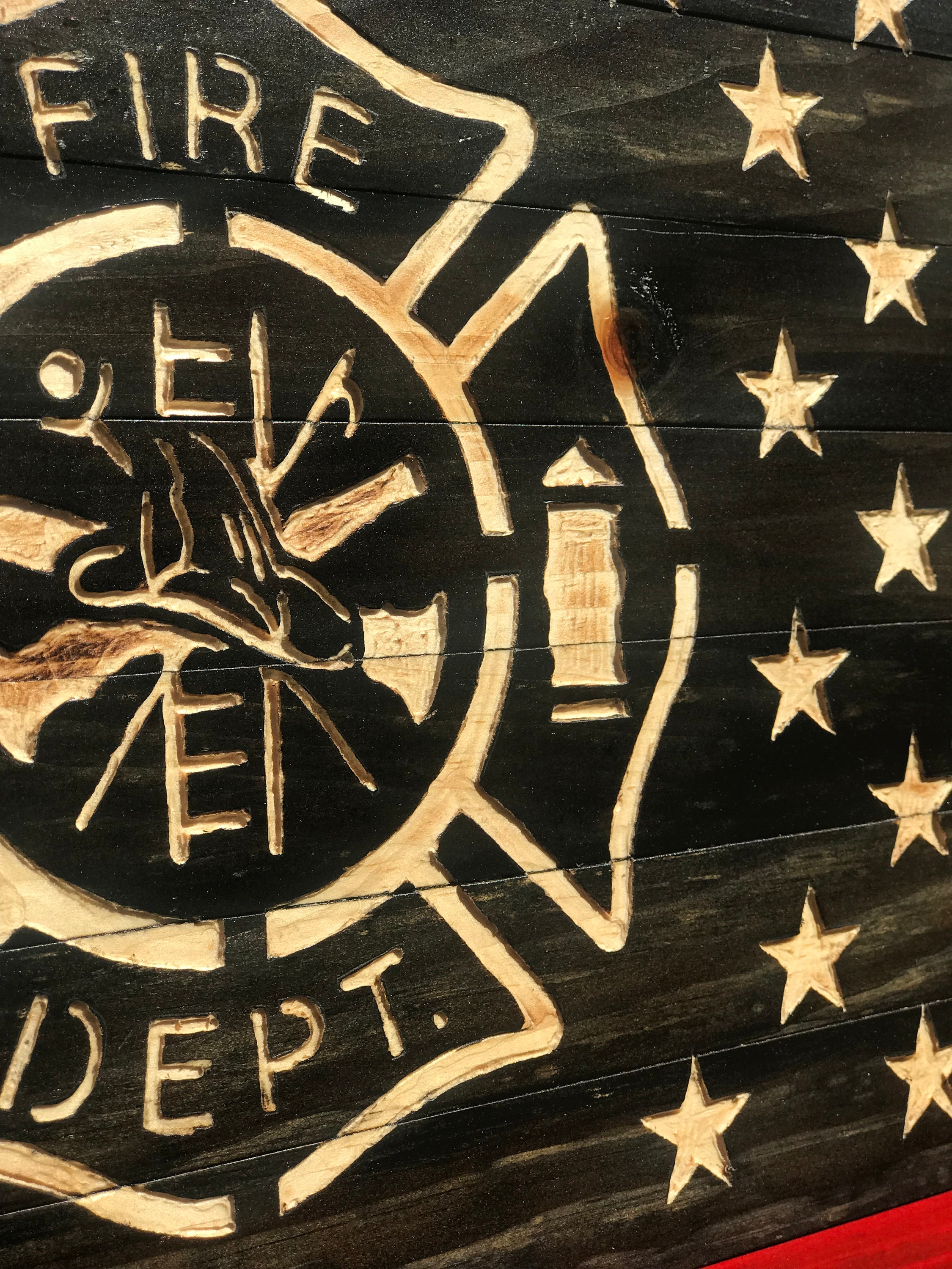 Fire Fighter American Rustic Wooden Flag - Etsy