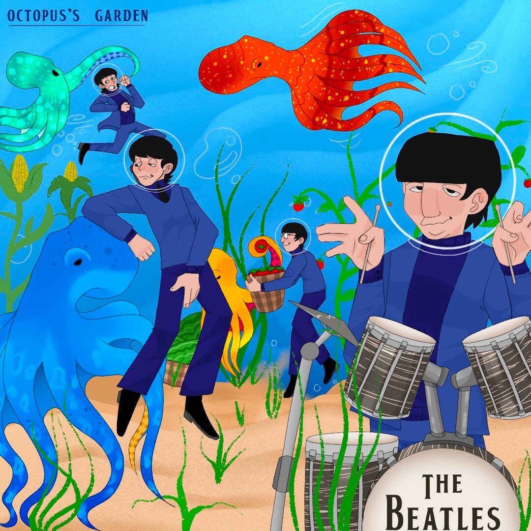 The Beatles Digital Art, Original Beatles Cartoon Art, Beatles Set of 5 ...