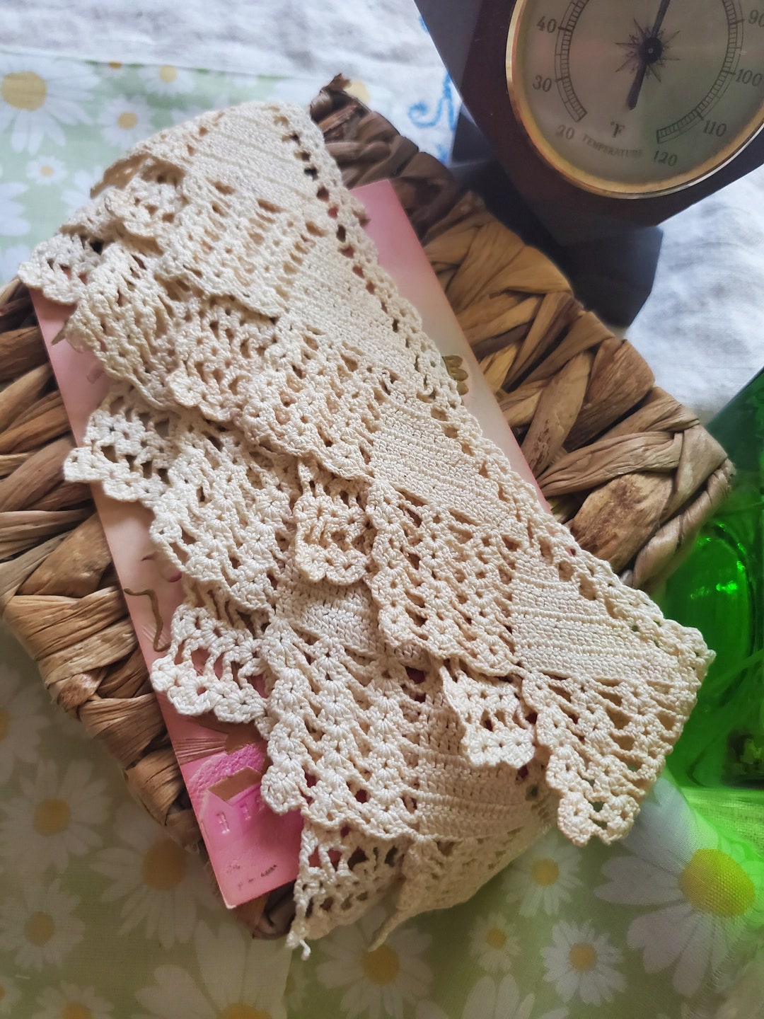 Vintage Large Crochet Lace Collar Doily, Pointed Scallop Motif - Etsy