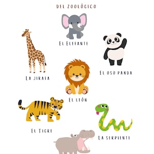 Spanish Animals Bundle Vocabulary Educational Printable Posters - Etsy