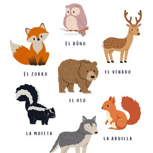 Spanish Animals Bundle Vocabulary Educational Printable Posters - Etsy