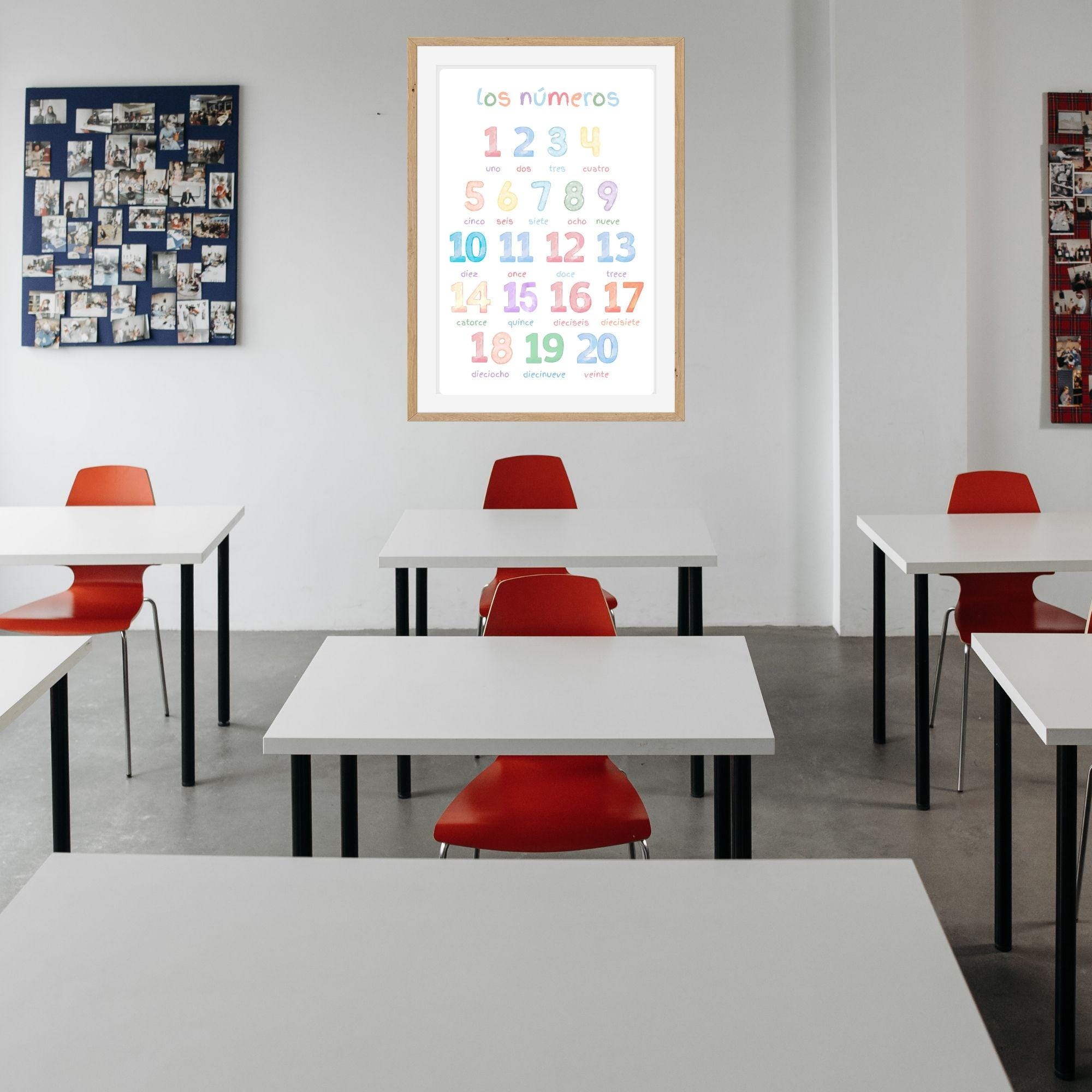Spanish Watercolor Numbers 1-20 Printable Educational Poster - Etsy