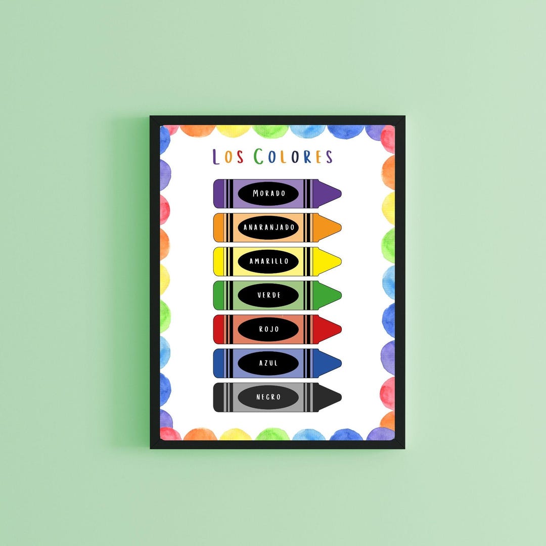 Spanish Colors Printable Vocabulary Educational Poster - Etsy