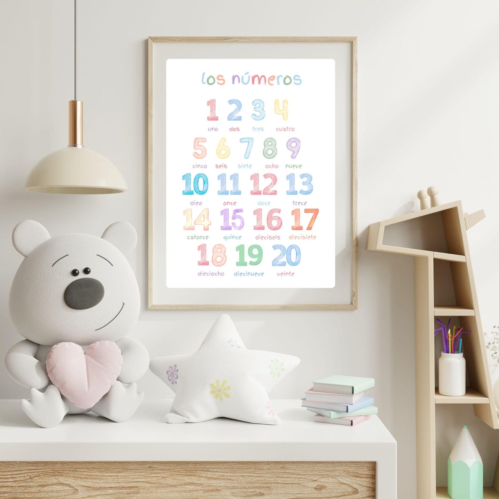 Spanish Watercolor Numbers 1-20 Printable Educational Poster - Etsy