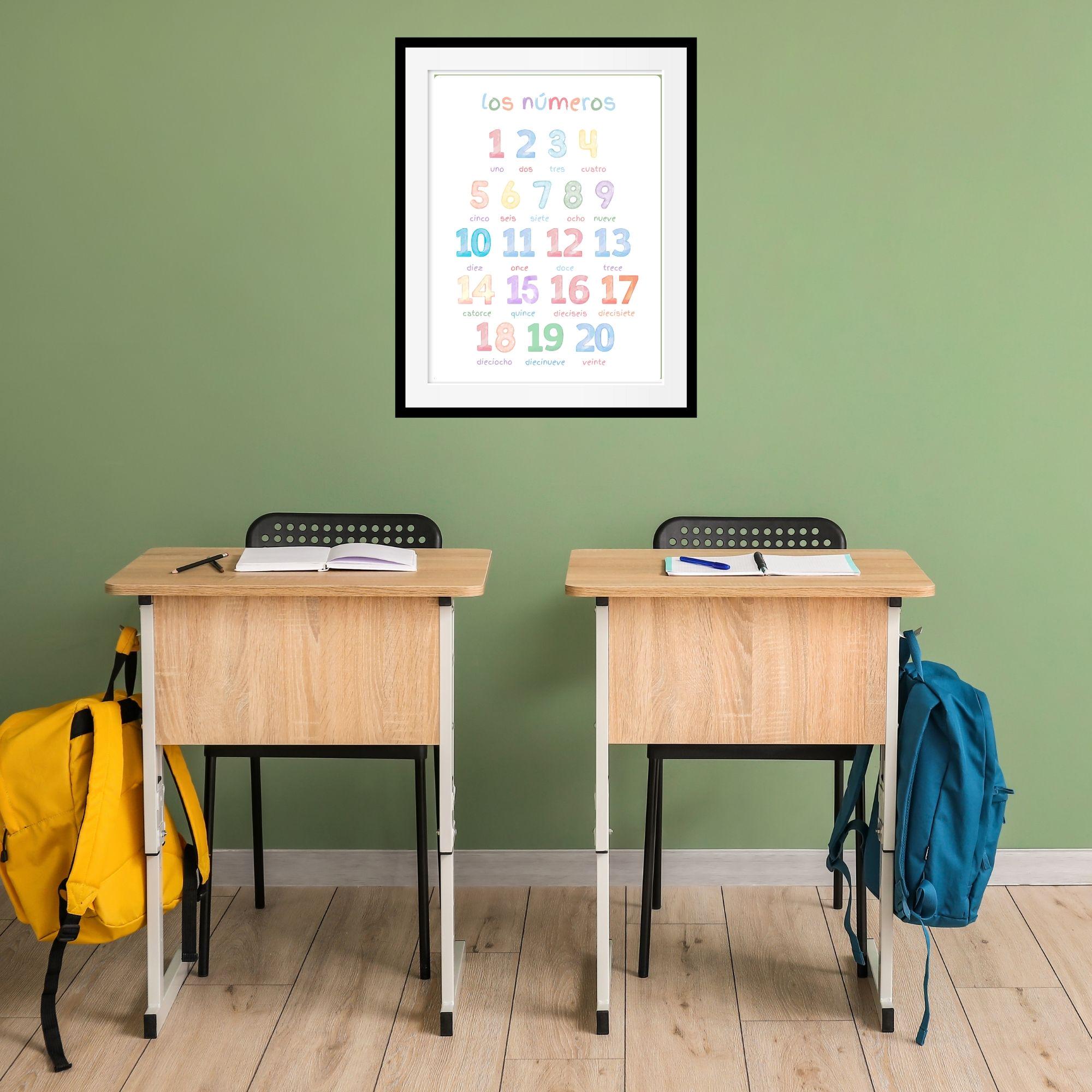 Spanish Watercolor Numbers 1-20 Printable Educational Poster - Etsy