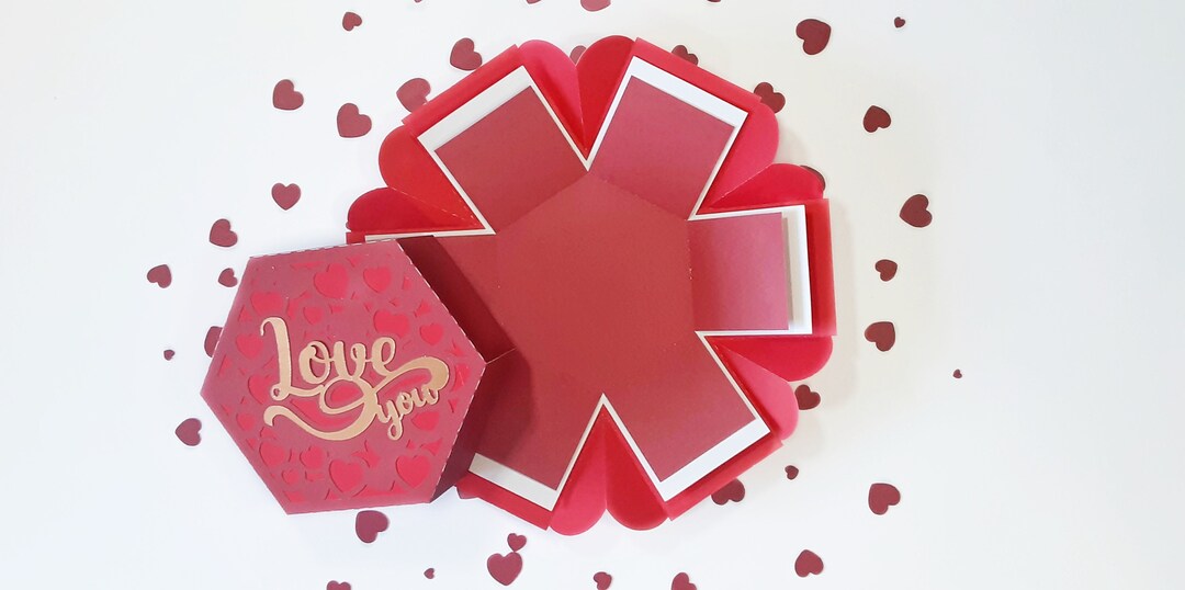 Explosion Box SVG Template Saint Valentine's Day Laser Cut 3D Box ...