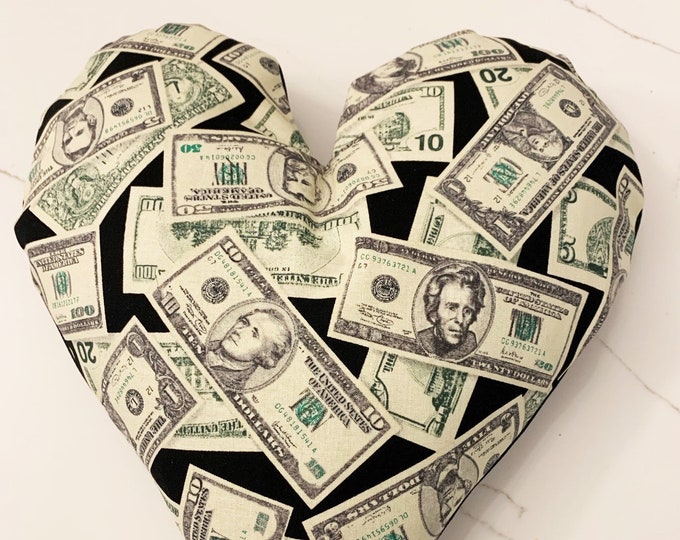 Reusable Heart Shaped Money Gift Pillow W/ Rear Opening for Giving Cash ...