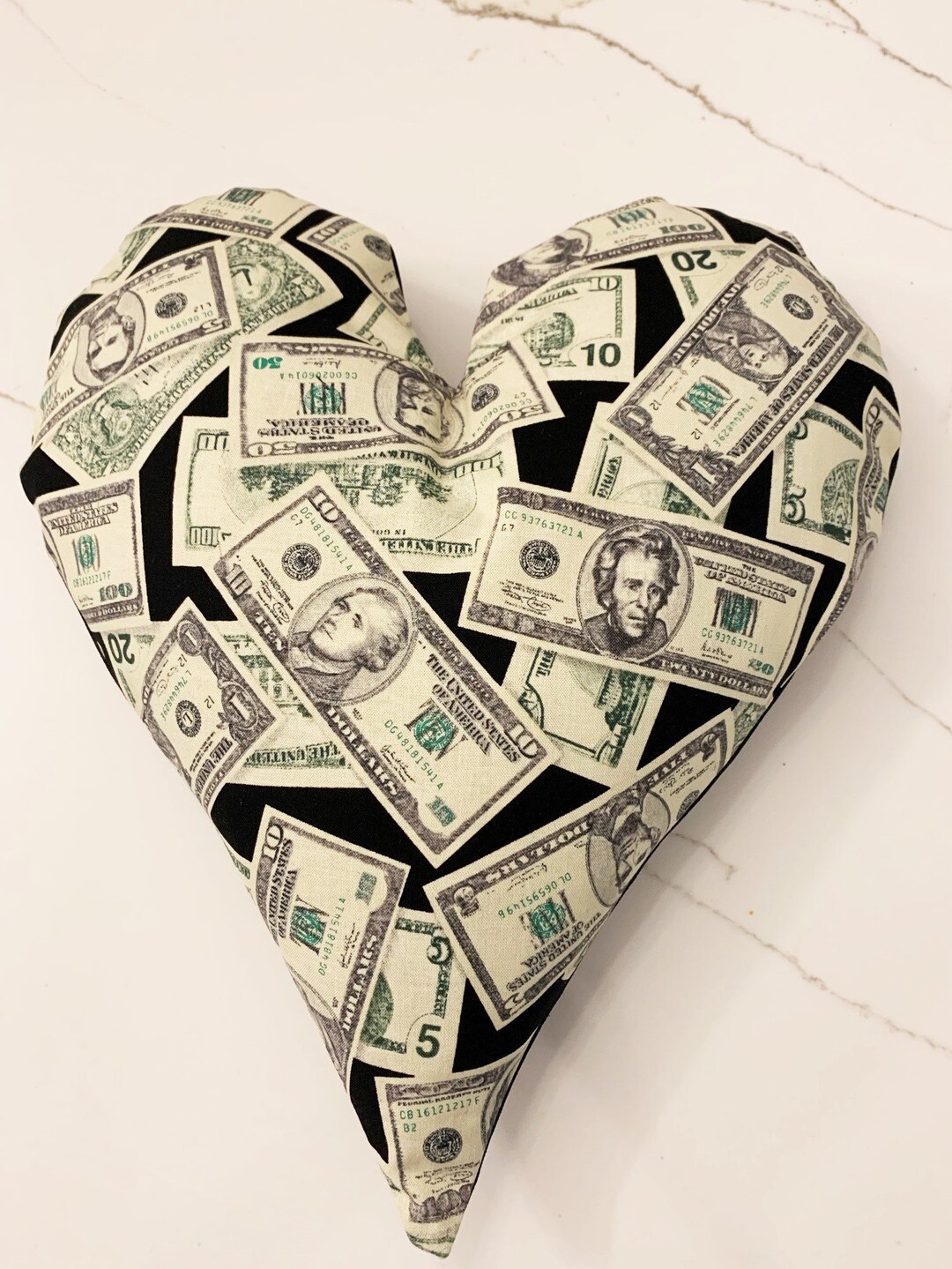 Reusable Heart Shaped Money Gift Pillow W/ Rear Opening for Giving Cash ...