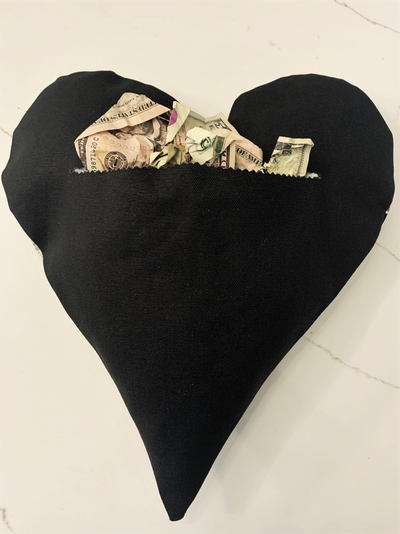 Reusable Heart Shaped Money Gift Pillow W/ Rear Opening for Giving Cash ...