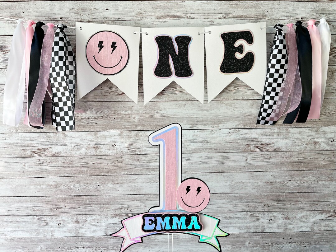 Pink One Happy Babe Cake Topper, One Cool Girl, One Happy Girl Birthday ...