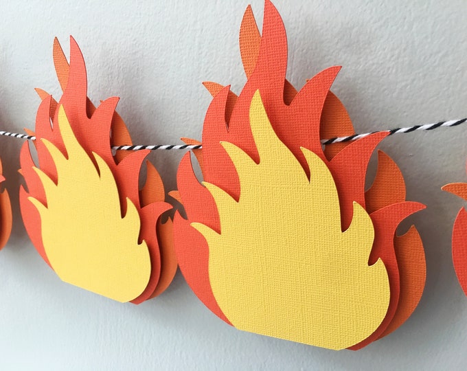 Fire Happy Birthday Banner Fire Flames Banner Perfect for | Etsy