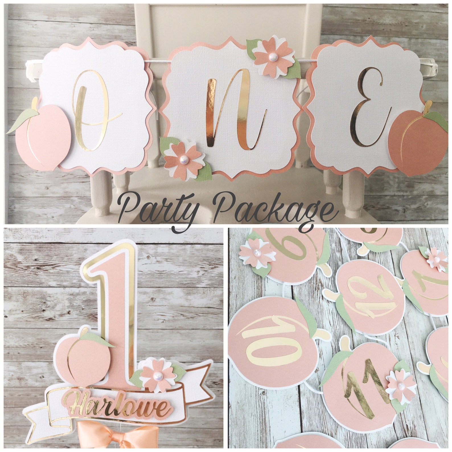Peach Happy Birthday Banner, One Sweet Peach 1st Birthday Party ...