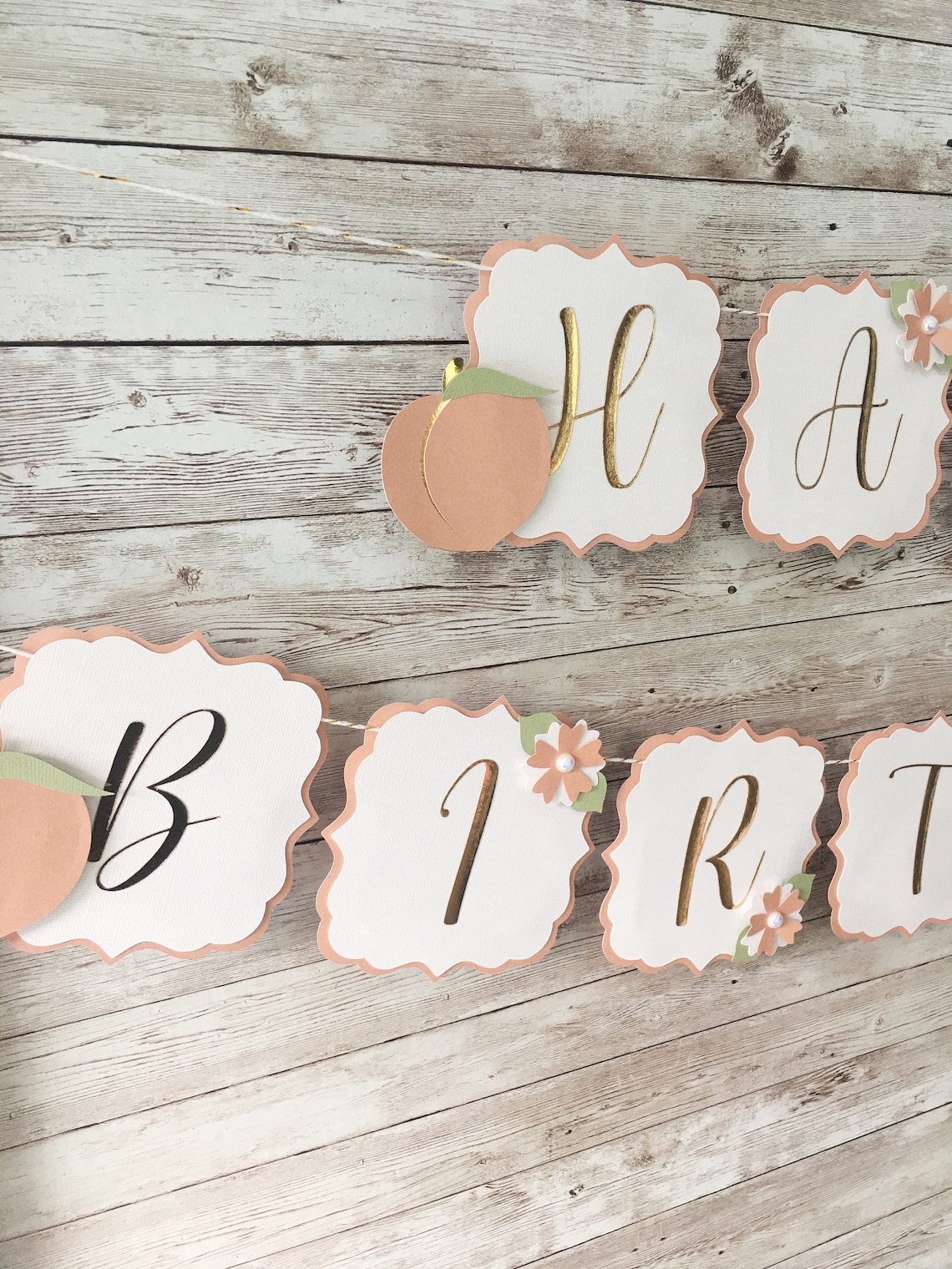 Peach Happy Birthday Banner, One Sweet Peach 1st Birthday Party ...