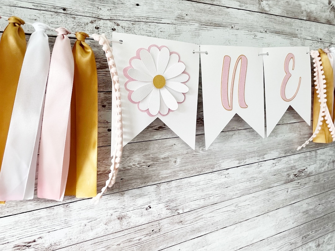 Daisy Party Decor, Daisy 1st Birthday, Daisy High Chair Banner, Retro ...