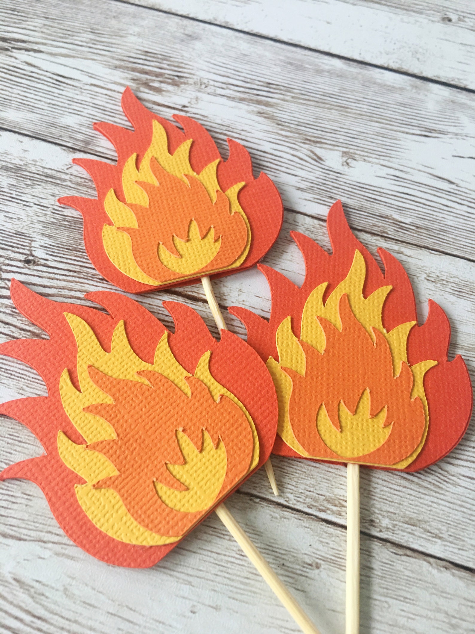 Fire Cupcake Toppers for Firetruck Birthday Party Fireman | Etsy