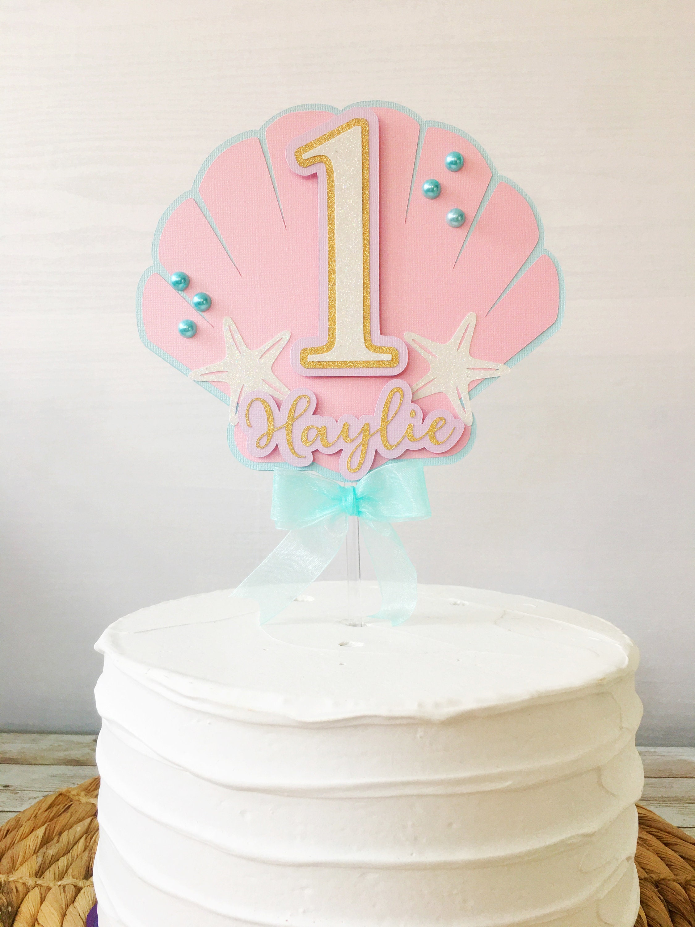 Mermaid Cake Topper Seashell Cake Topper Mermaid Birthday - Etsy