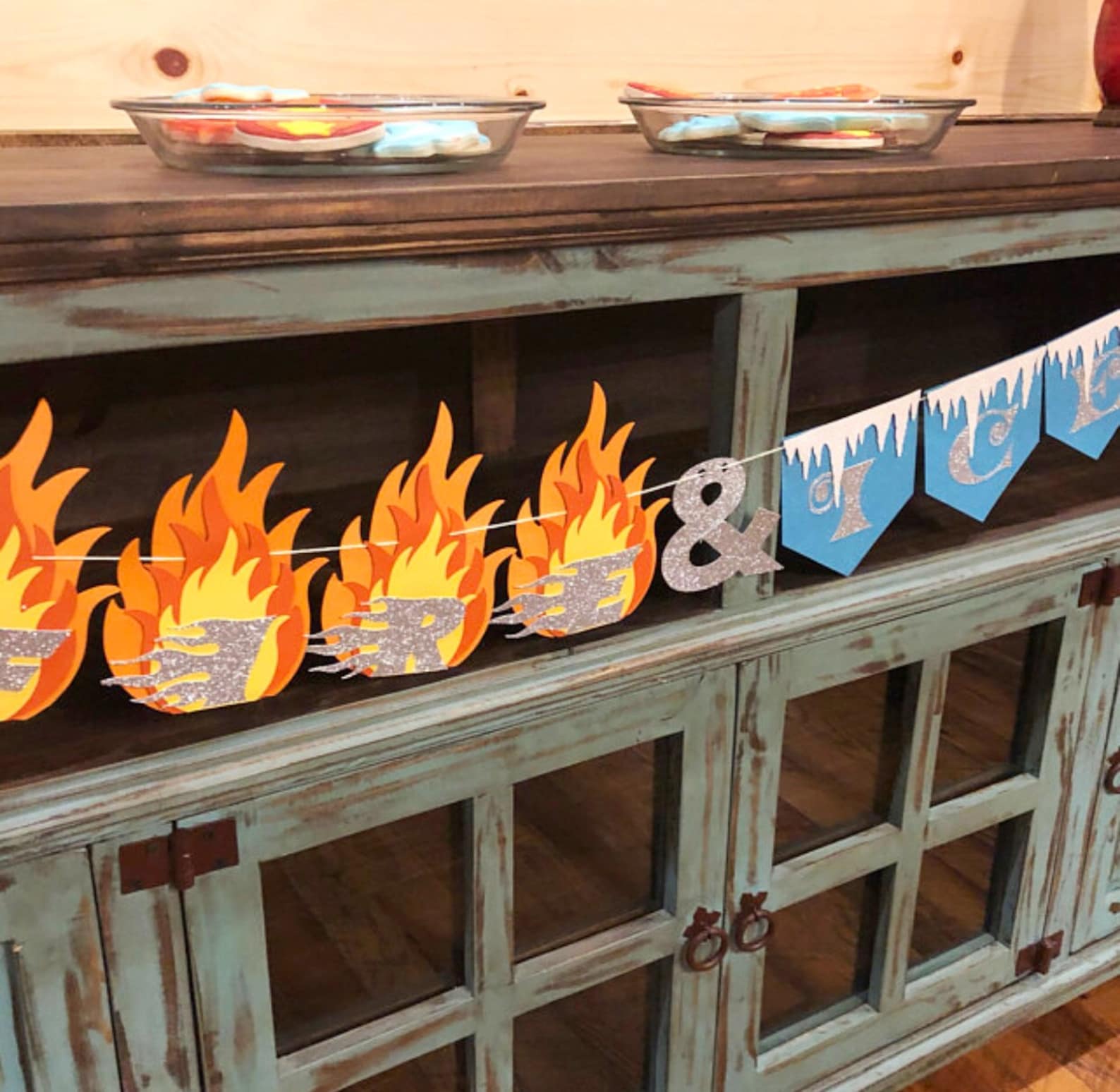 Fire & Ice Banner, Fire Flames Banner, Frozen Party Banner - Etsy