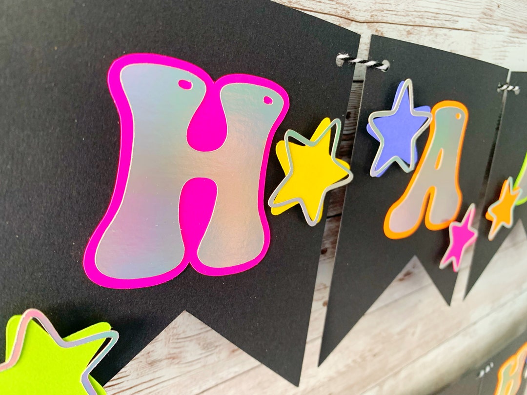 Neon Glow Party Banner, Neon Party Decor, Glow Party, 80's Theme Party ...