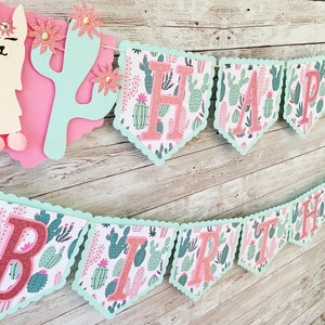 Llama Party Decor, Llama Happy Birthday Banner, Cactus Party Decor ...