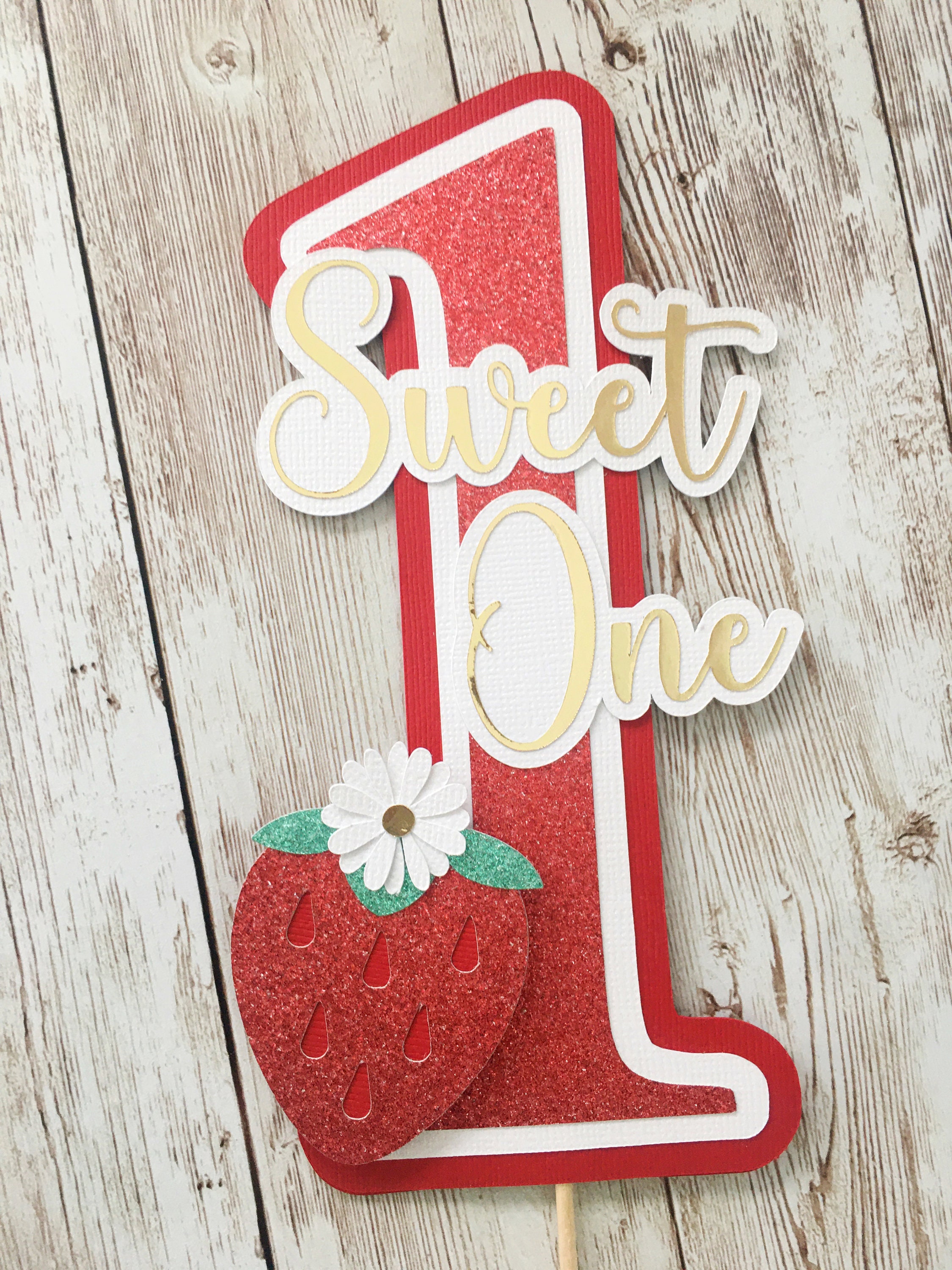 Strawberry Cake Topper Strawberry Party Decor Sweet One Cake - Etsy