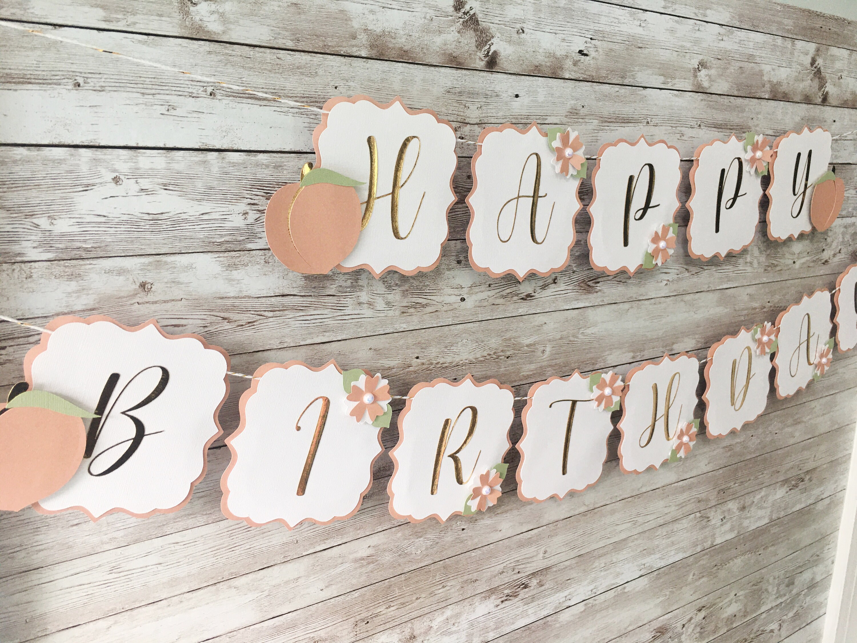 Peach Happy Birthday Banner One Sweet Peach 1st Birthday - Etsy UK