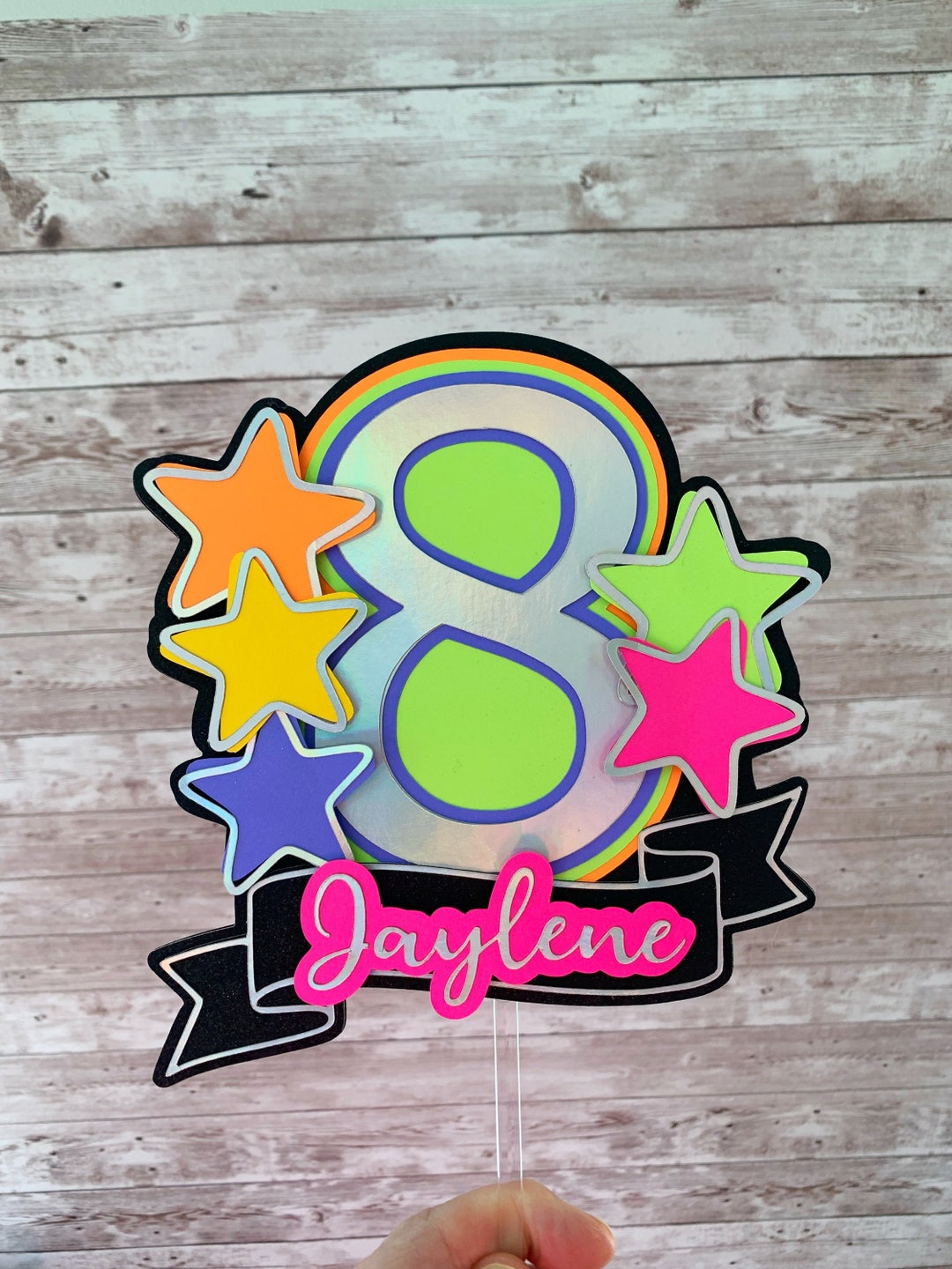 Neon Glow Party Cake Topper, Slime Party Decorations, Paint Party Cake ...