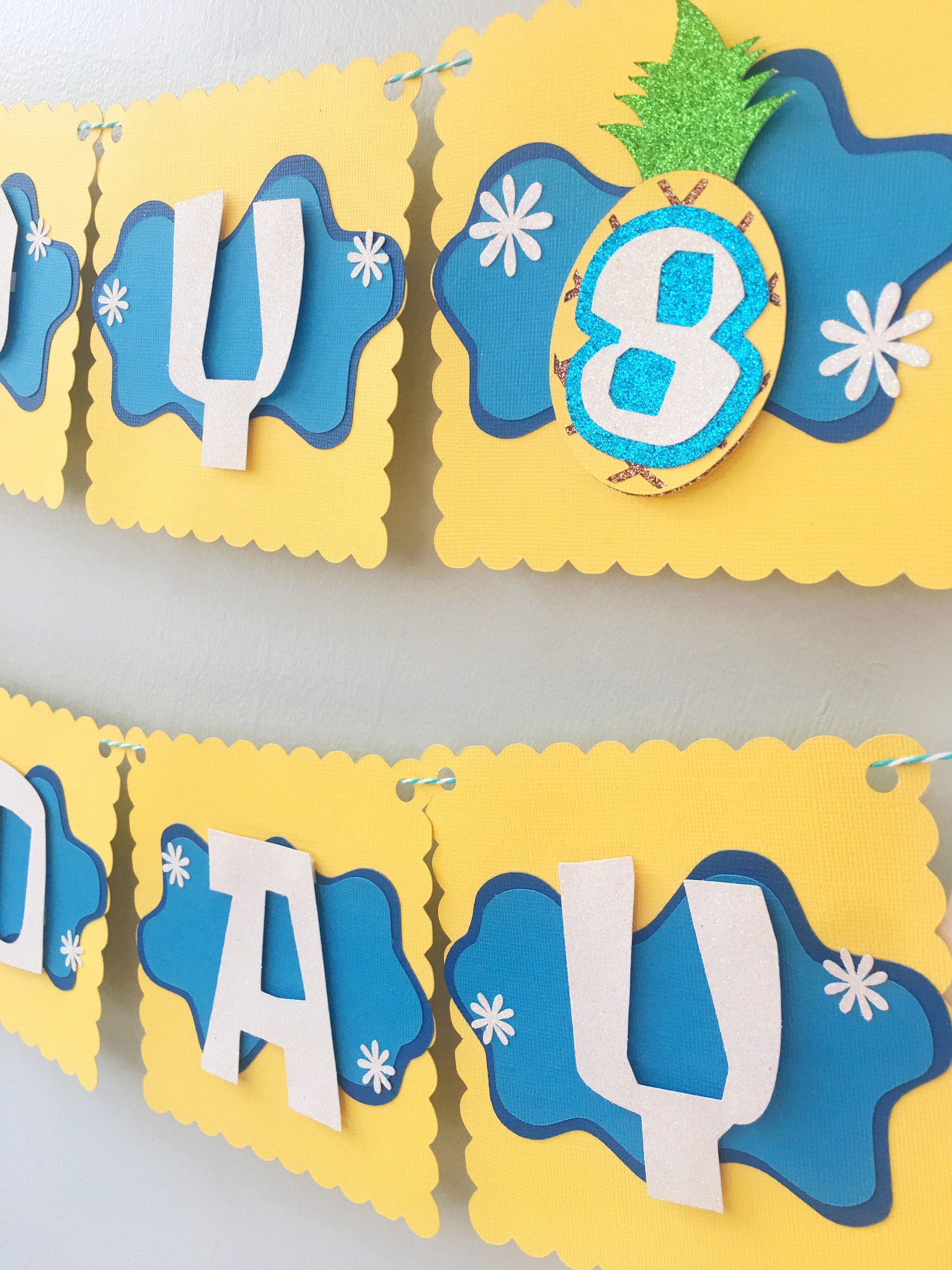 Tropical Happy Birthday Banner Pineapple Tropical Party - Etsy