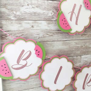 Watermelon Happy Birthday Banner, Watermelon Birthday Party Decorations ...
