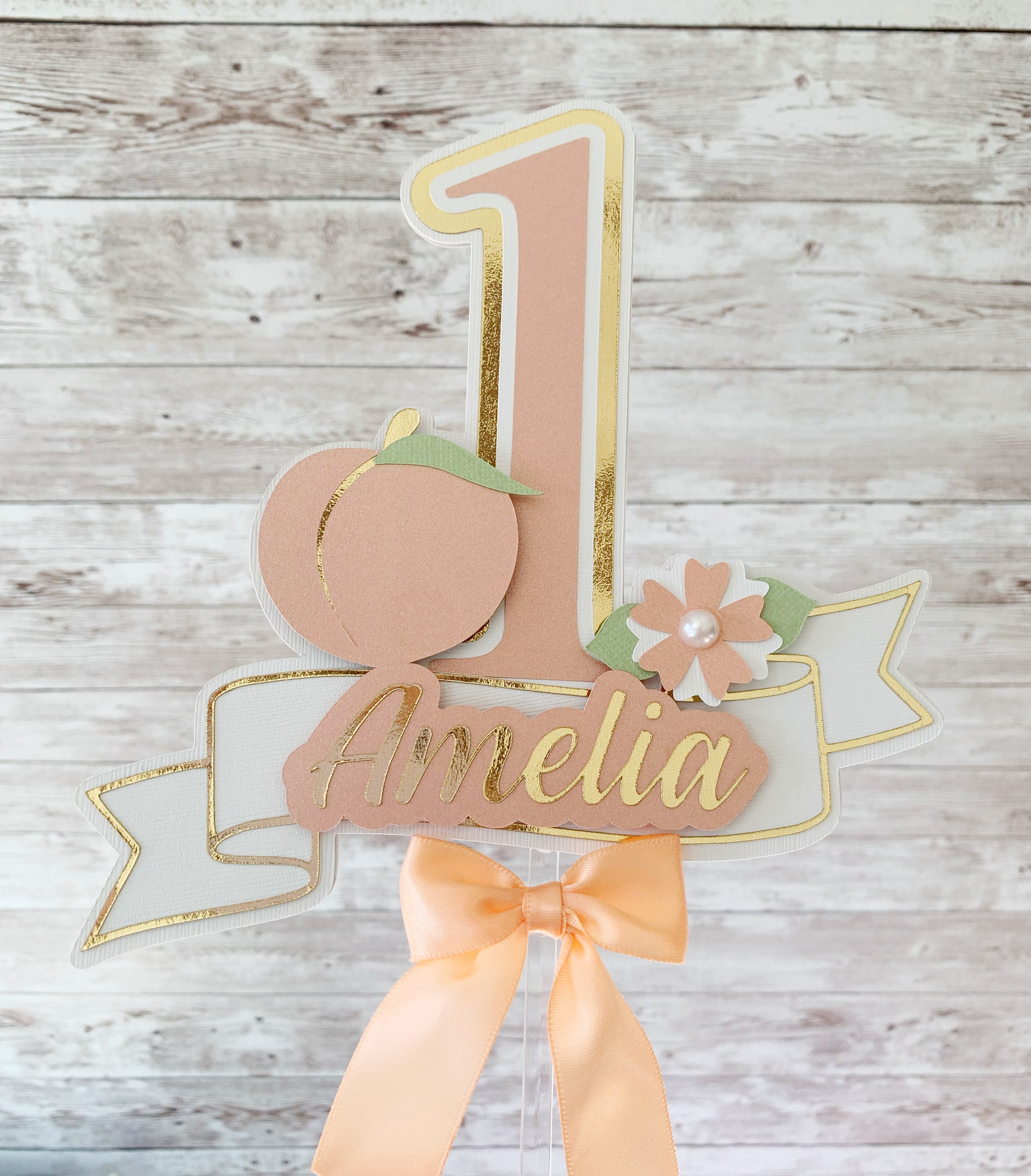 Peach Cake Topper, One Sweet Peach 1st Birthday Party Decorations ...