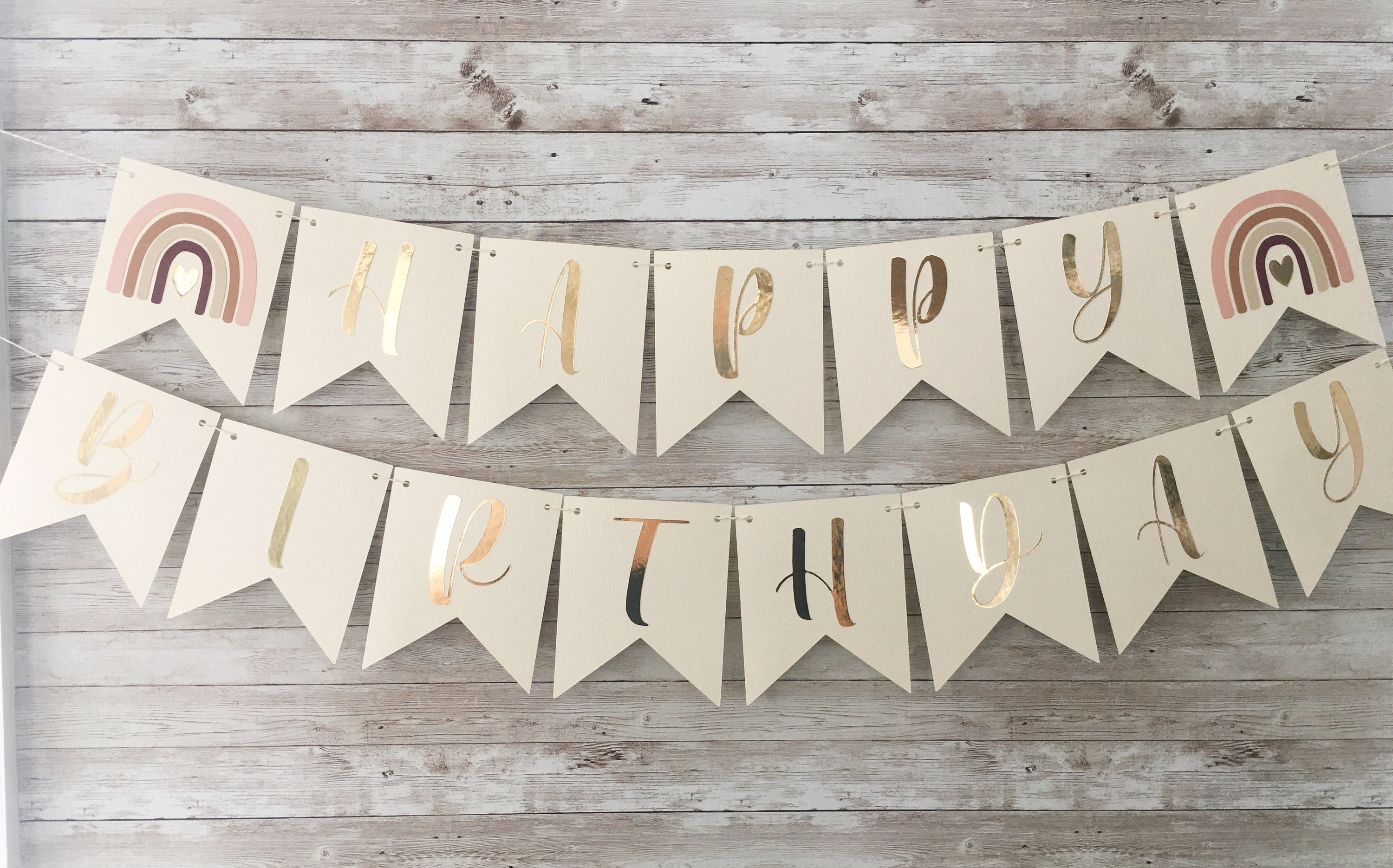 Boho Rainbow Happy Birthday Banner, Boho Rainbow Birthday Party ...