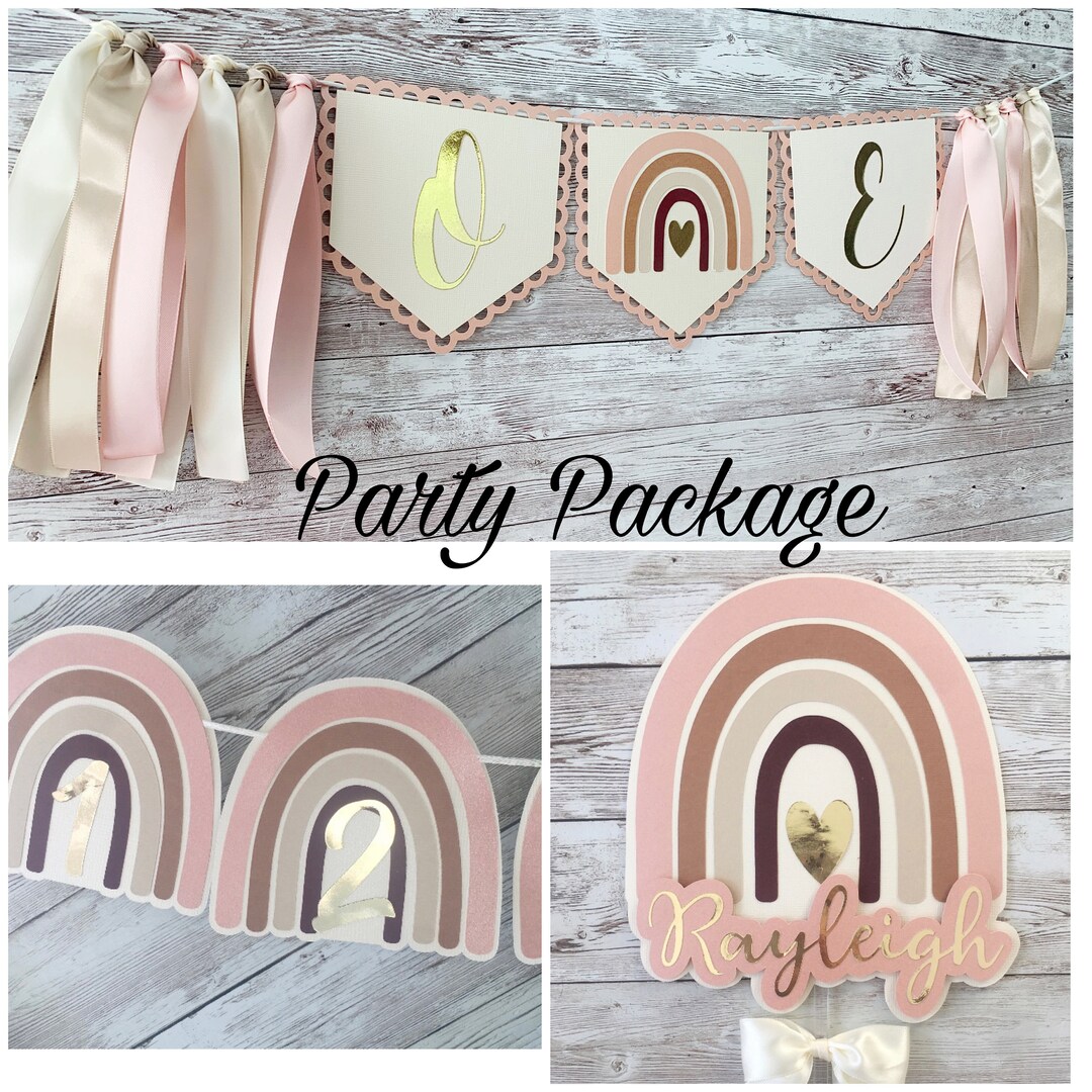 Boho Rainbow 1st Birthday Party Package: Handmade Decor - Etsy
