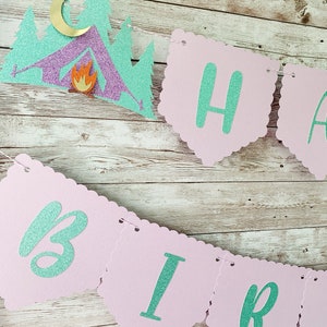 Camping Birthday, Camping Party Decor, Glamping Birthday Banner, Happy ...