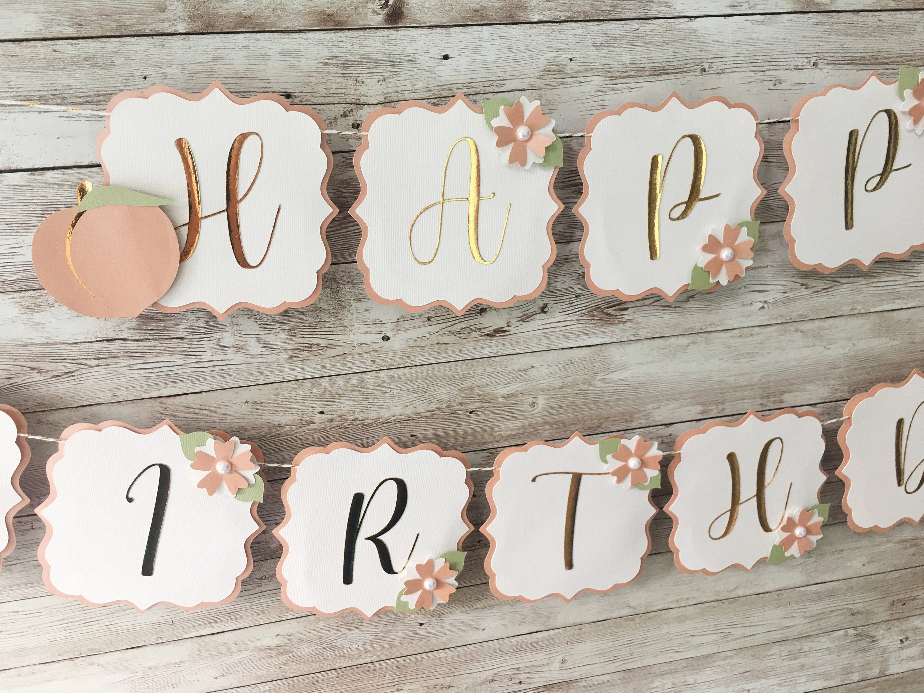 Peach Happy Birthday Banner One Sweet Peach 1st Birthday - Etsy UK