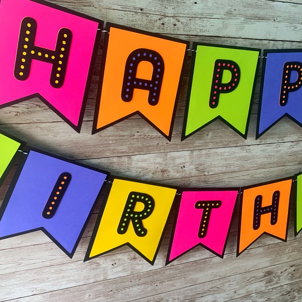 Neon Birthday Banner - Etsy