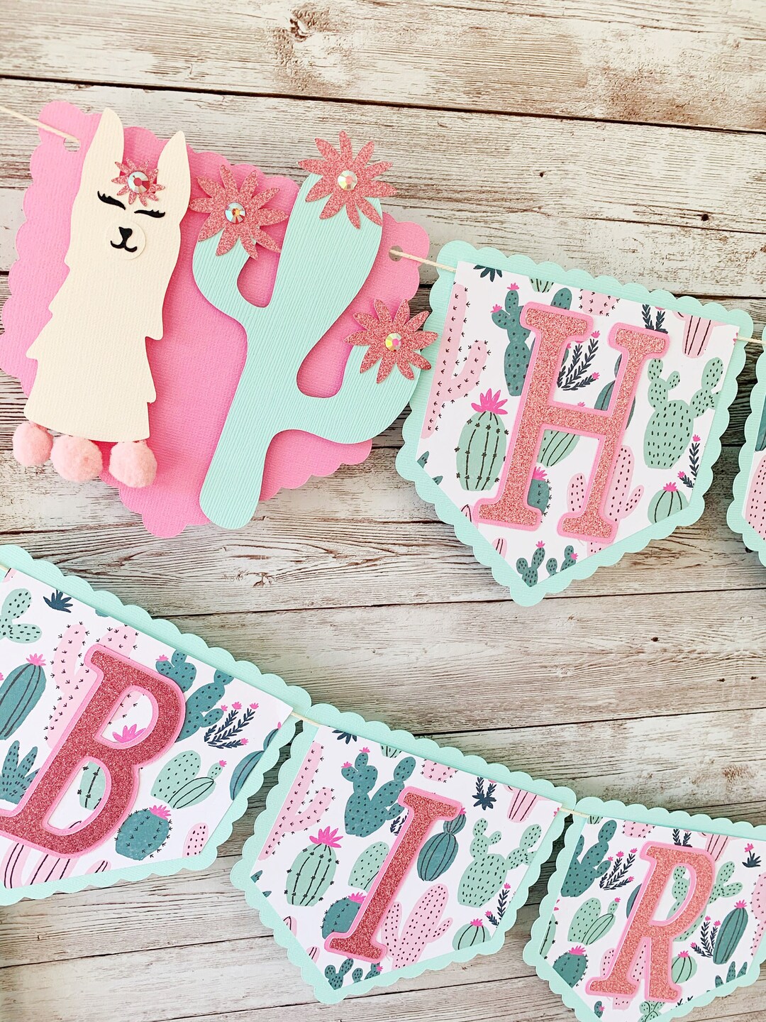 Llama Party Decor, Llama Happy Birthday Banner, Cactus Party Decor ...