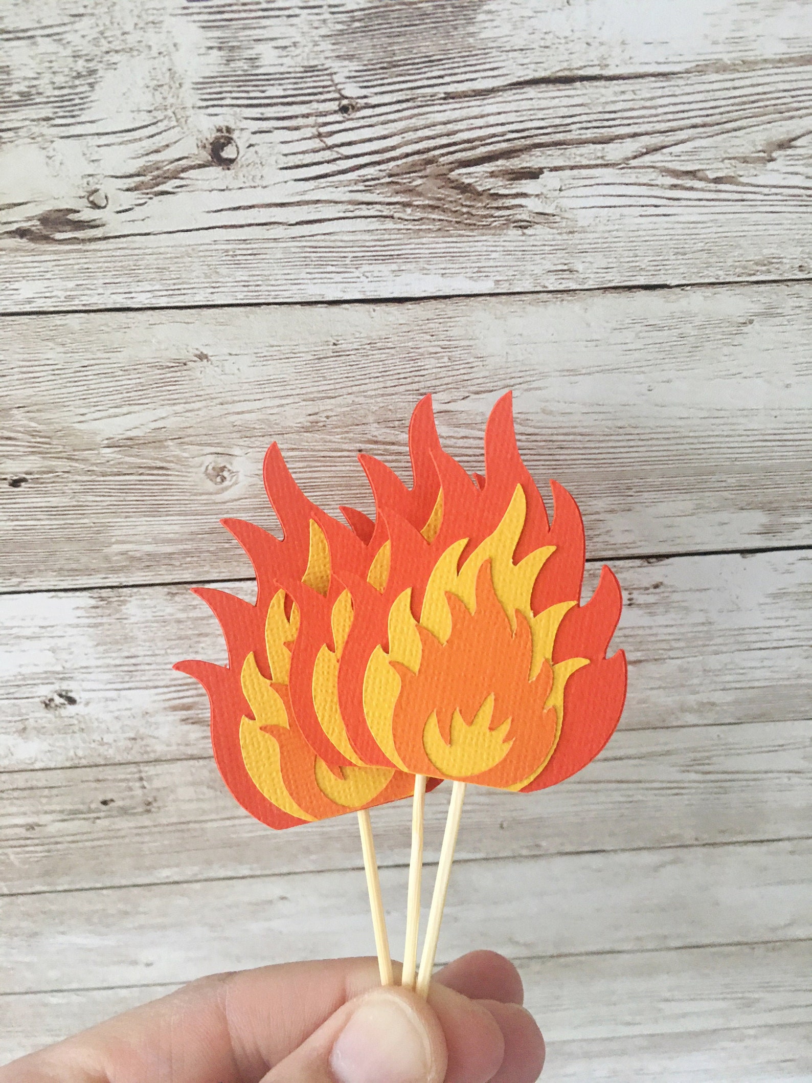 Fire Cupcake Toppers for Firetruck Birthday Party Fireman | Etsy
