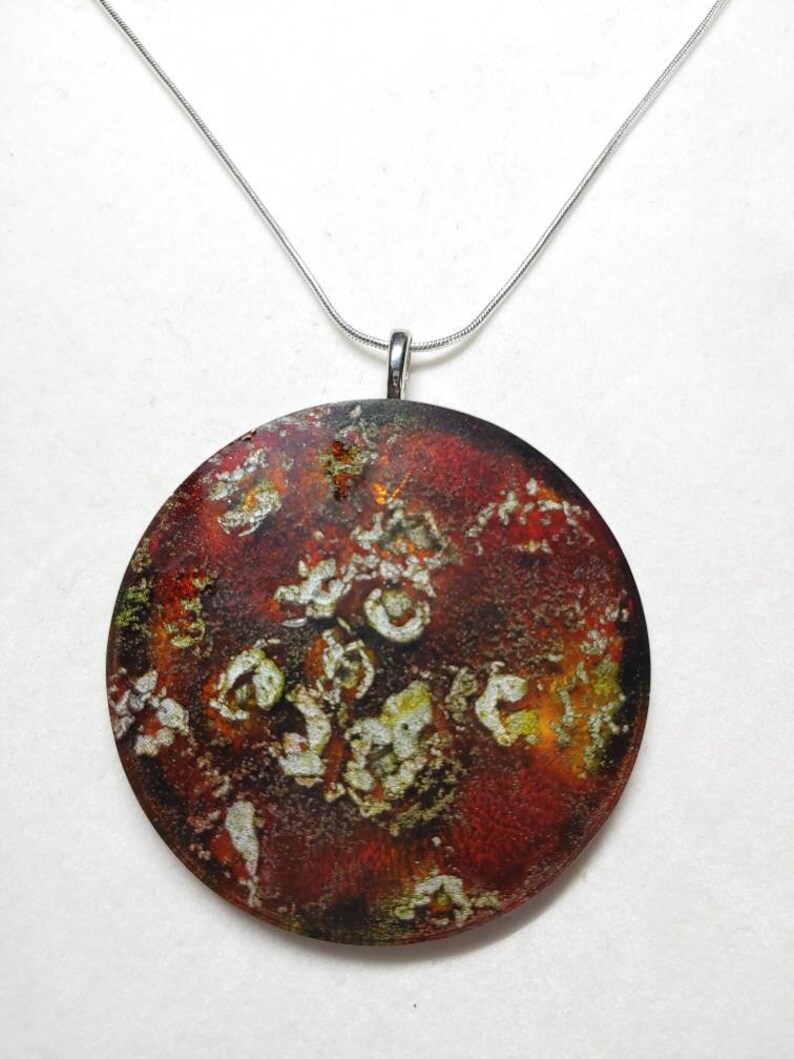 Necklace Round Red Silver and Green Resin - Etsy