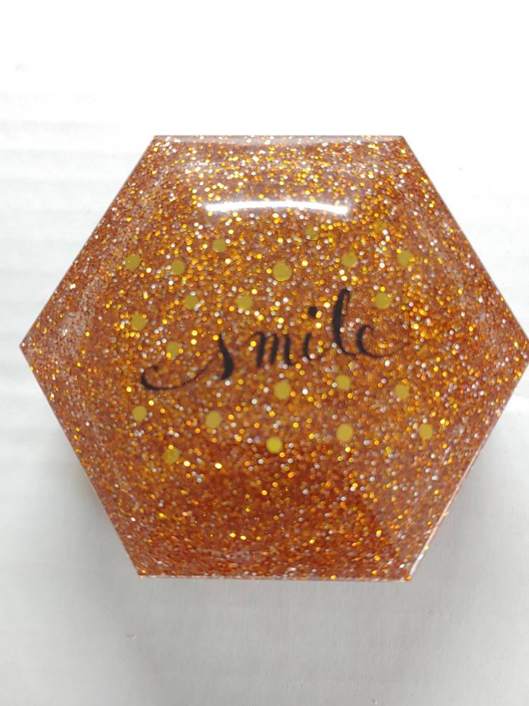 Jewelry Box Hexagon Orange Silver & Gold Glitter - Etsy