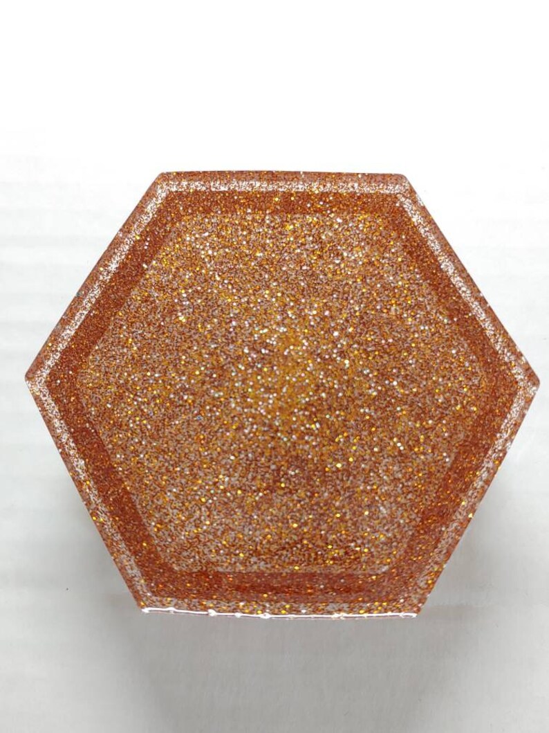 Jewelry Box Hexagon Orange Silver & Gold Glitter - Etsy