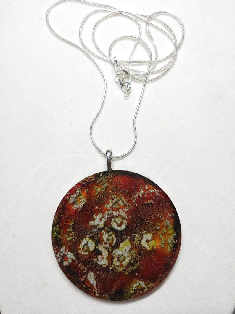 Necklace Round Red Silver and Green Resin - Etsy