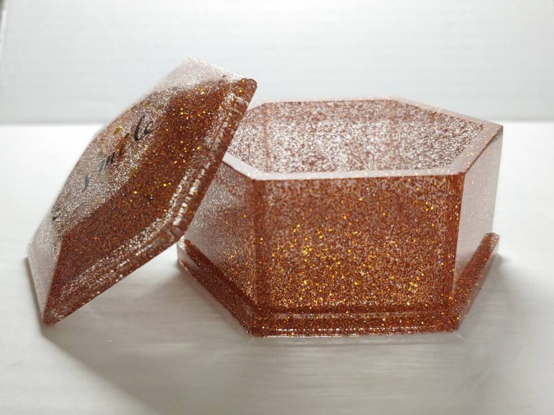 Jewelry Box Hexagon Orange Silver & Gold Glitter - Etsy